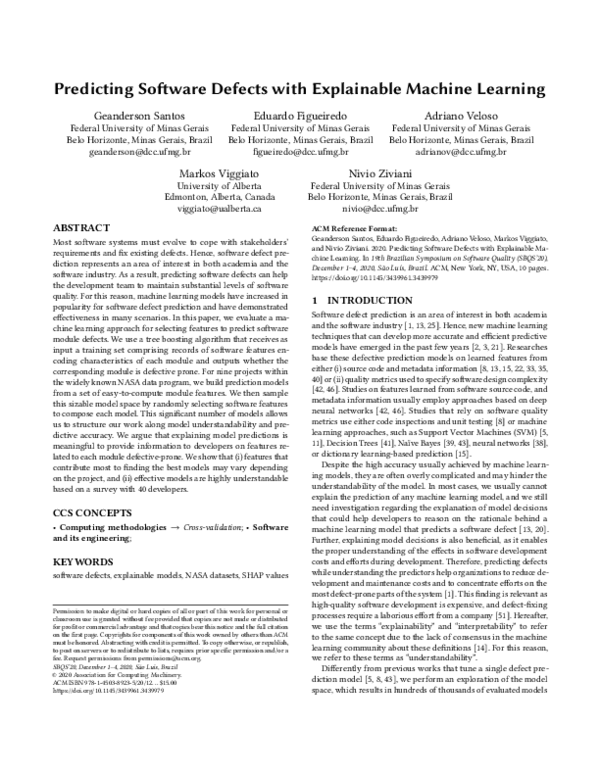 (PDF) Predicting Software Defects with Explainable Machine Learning ... (PDF) Predicting Software Defects with Explainable Machine Learning ...