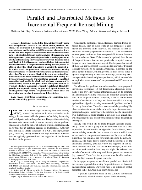Pdf Parallel And Distributed Methods For Incremental Frequent Itemset Mining