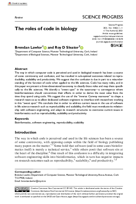 (PDF) The roles of code in biology