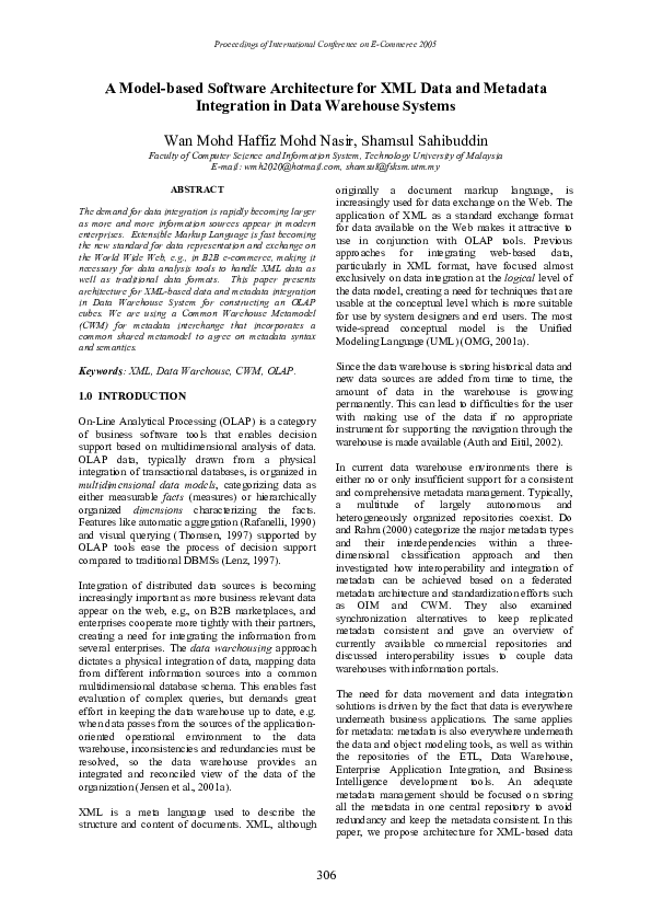 (PDF) A Model-Based Software Architecture for XML Data and Metadata Integration in Data ...