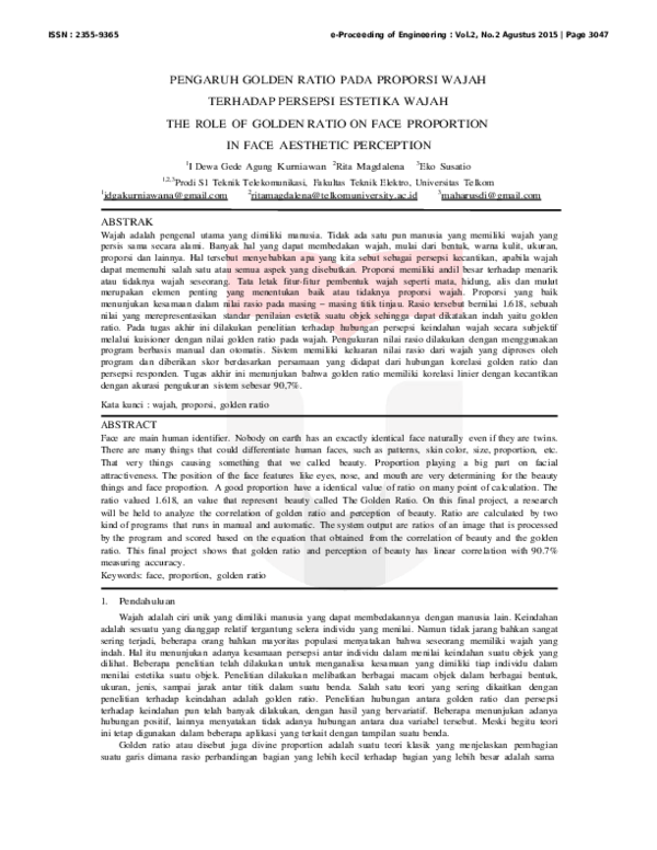 (PDF) Pengaruh Golden Ratio Pada Proporsi Wajah Terhadap Persepsi ...