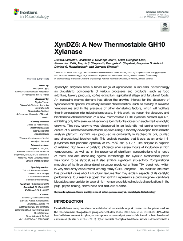(PDF) XynDZ5: A New Thermostable GH10 Xylanase