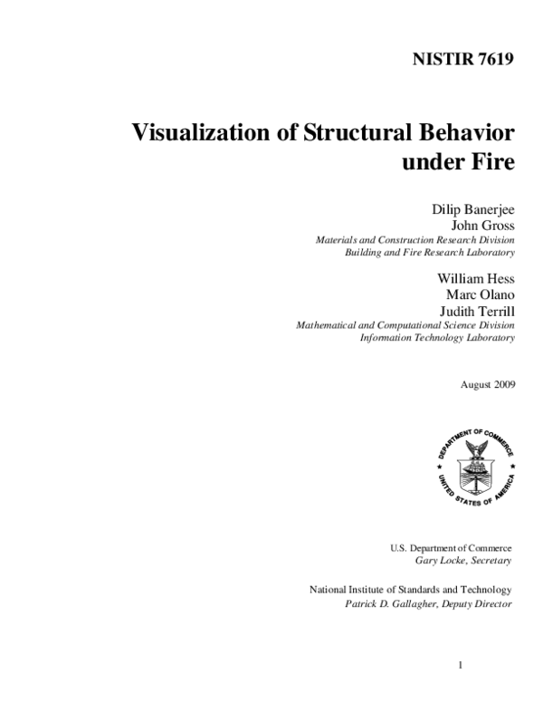 (PDF) NISTIR 7619 Visualization of Structural Behavior under Fire