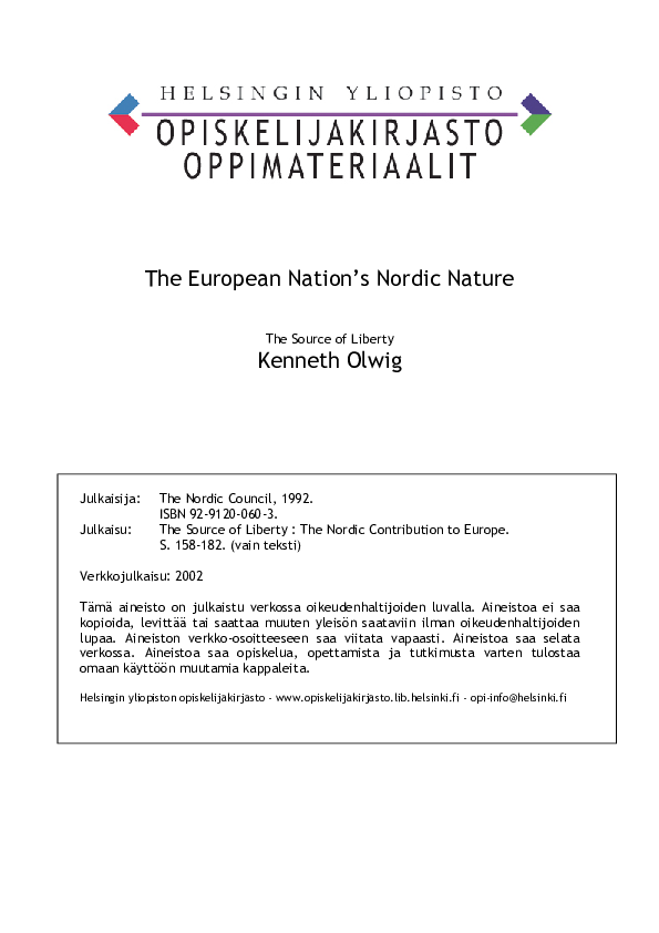 (PDF) The European nation's Nordic nature