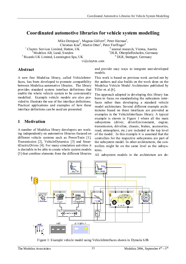 (PDF) Coordinated automotive libraries for vehicle system modelling