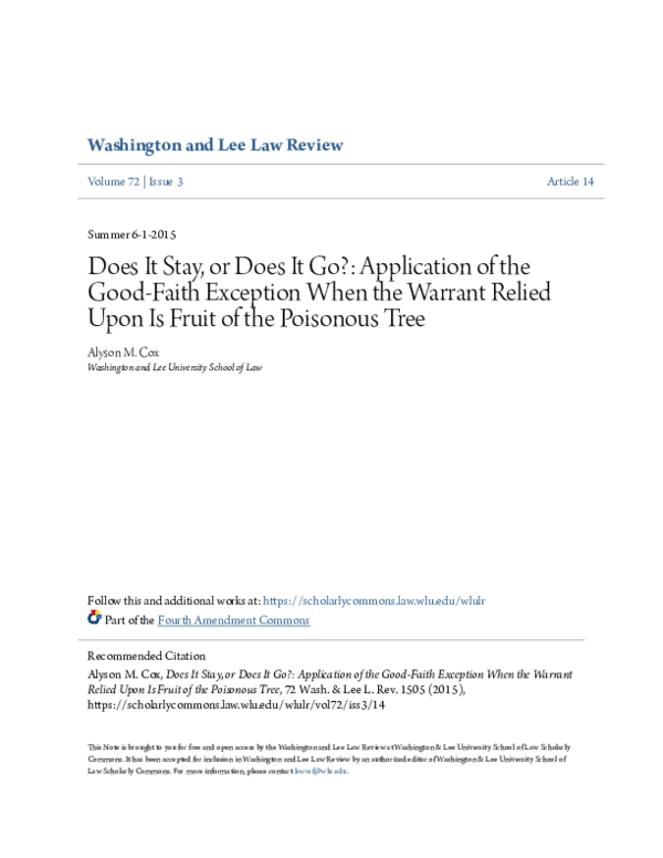 (PDF) Does It Stay, or Does It Go?: Application of the Good-Faith ...
