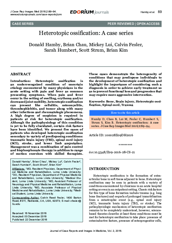 (PDF) Heterotopic ossification in a 7‐year‐old female patient treated ...
