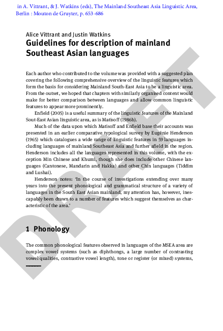 (PDF) Guidelines for the description of Mainland Southeast Asian languages