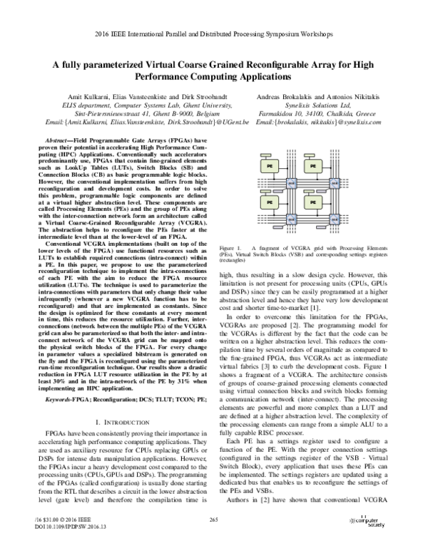 Pdf A Fully Parameterized Virtual Coarse Grained Reconfigurable Array For High Performance
