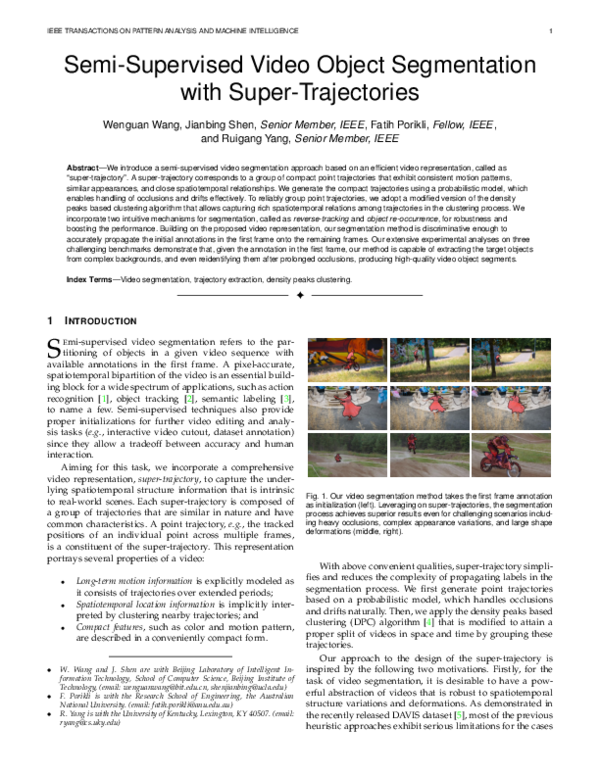 (PDF) Semi-Supervised Video Object Segmentation with Super-Trajectories