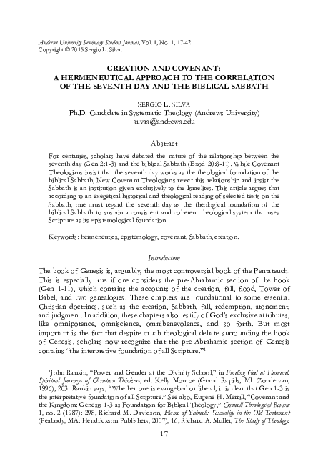 (PDF) Creation and Covenant - A Hermeneutical Approach to the ...