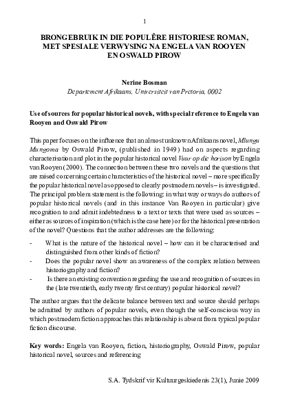 (PDF) Brongebruik in die populêre historiese roman, met spesiale ...