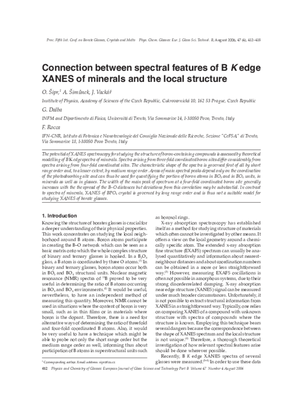 (PDF) Connection between spectral features of B K edge XANES of ...