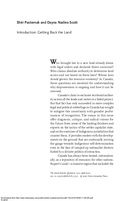 Introduction: Getting Back the Land