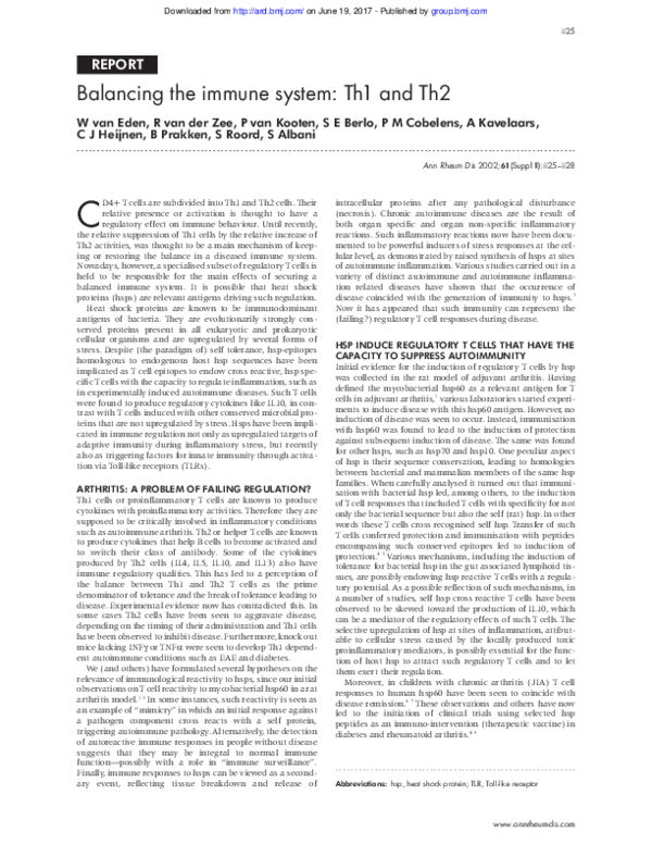 (PDF) Balancing the immune system: Th1 and Th2