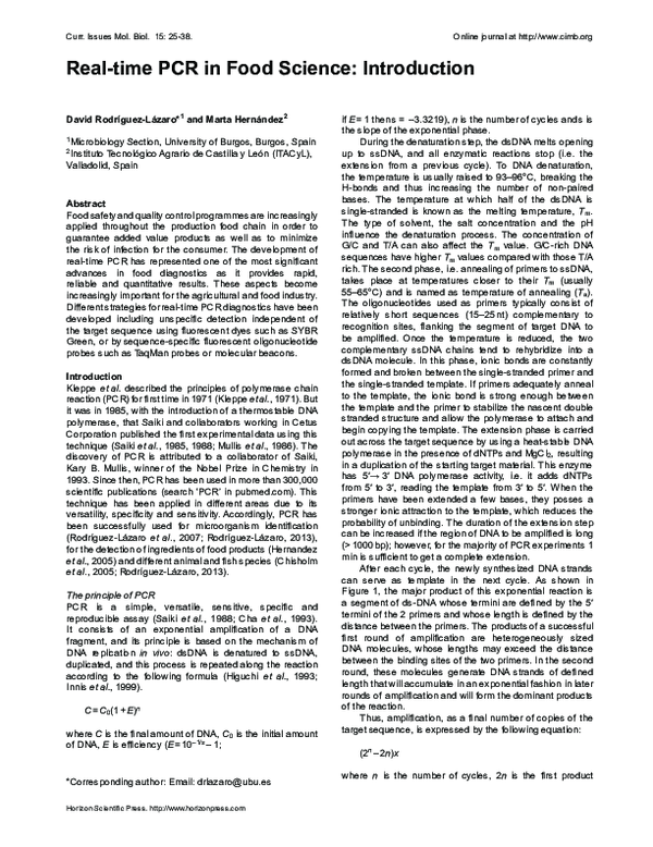 (PDF) Real-time PCR in Food Science: Introduction