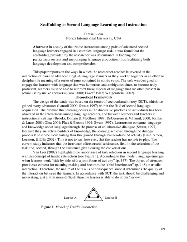 (PDF) Scaffolding in Second Language Learning and Instruction