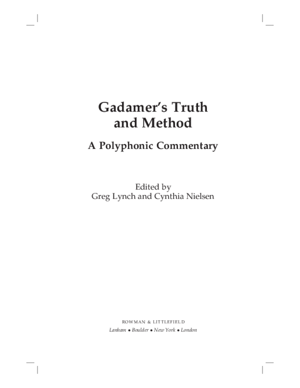 (PDF) Gadamer's Truth and Method: A Polyphonic Commentary