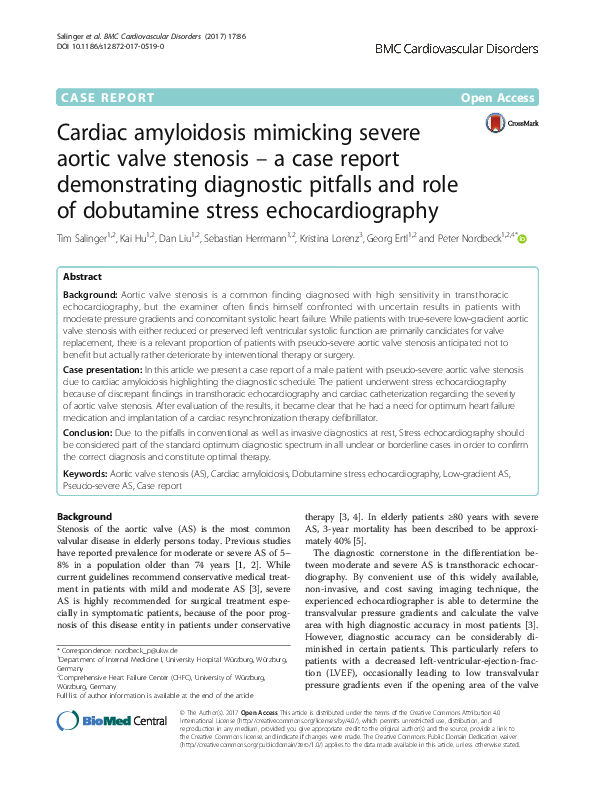 (PDF) Cardiac amyloidosis mimicking severe aortic valve stenosis - a ...