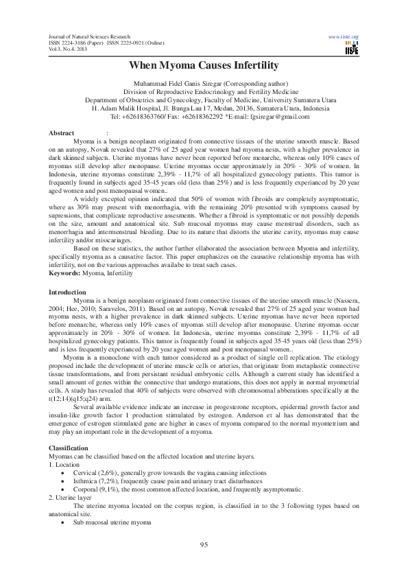 (PDF) When Myoma Causes Infertility