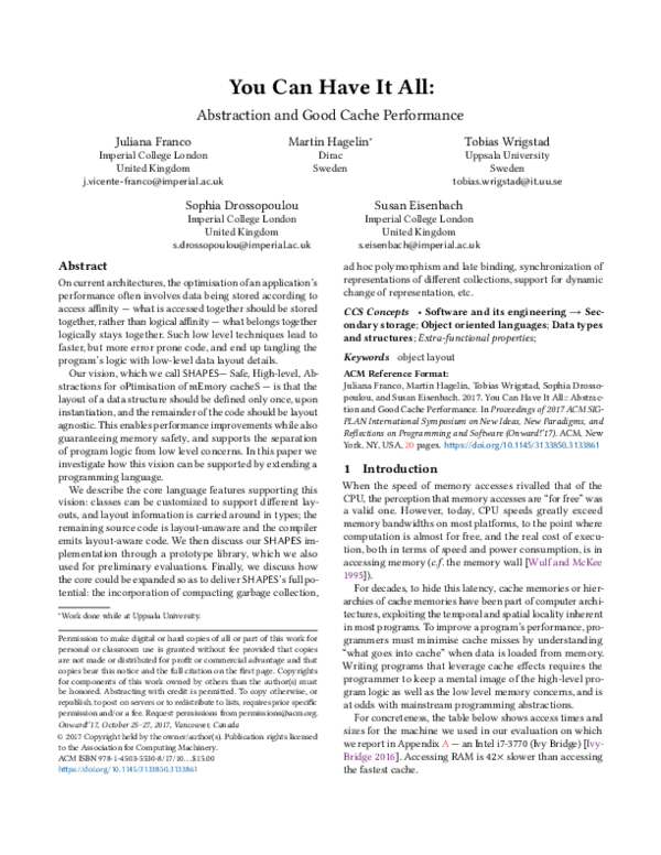 (PDF) You can have it all: abstraction and good cache performance