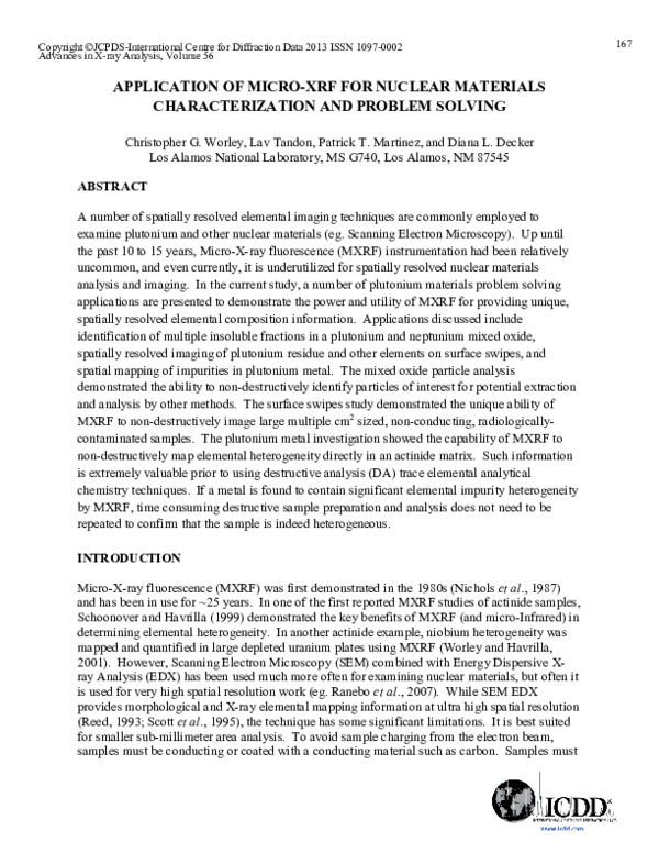 (PDF) Application of Micro-XRF for Nuclear Materials Characterization ...