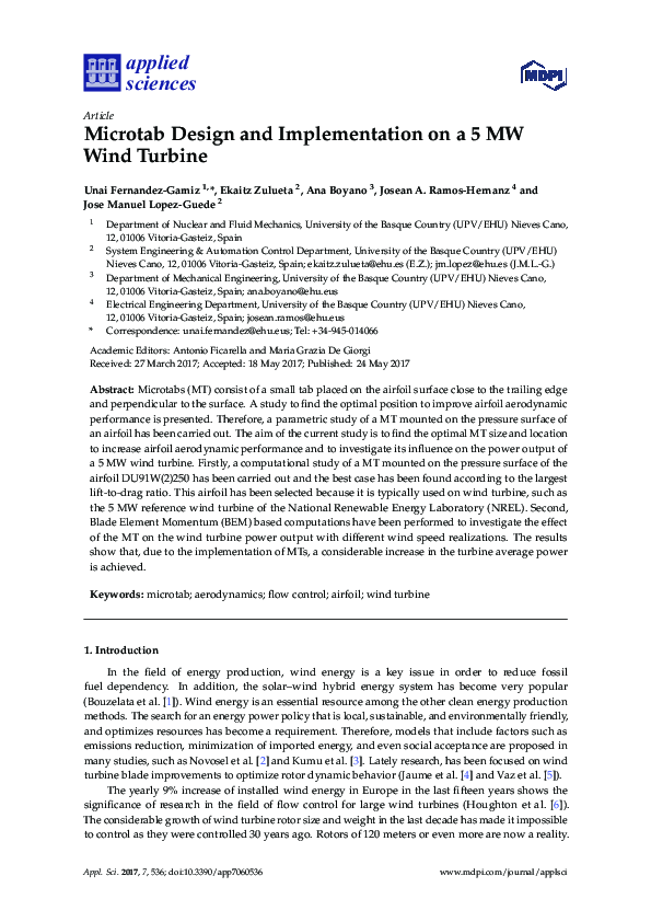 (PDF) Microtab Design and Implementation on a 5 MW Wind Turbine ...