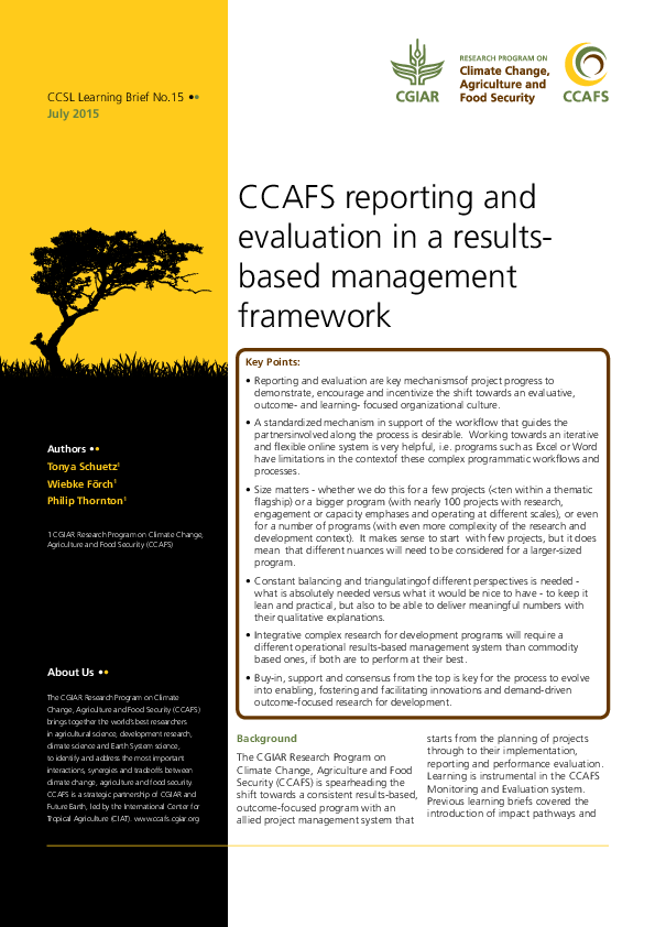 (PDF) CCAFS reporting and evaluation in a results-based management ...