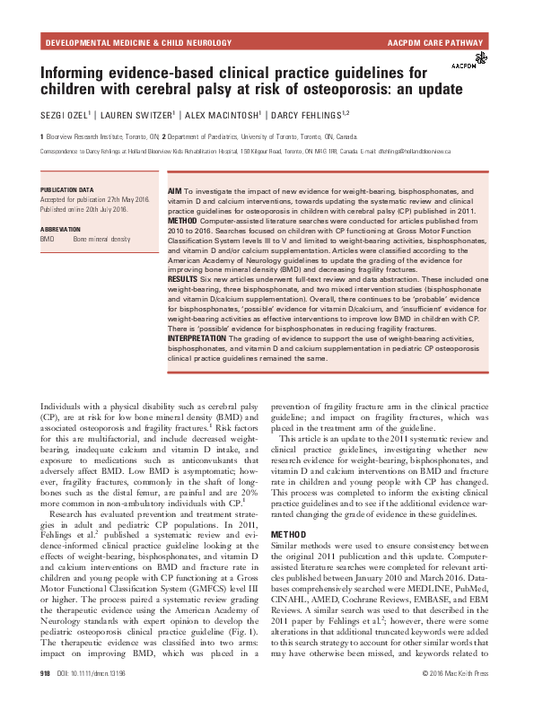 (PDF) Informing evidence-based clinical practice guidelines for ...