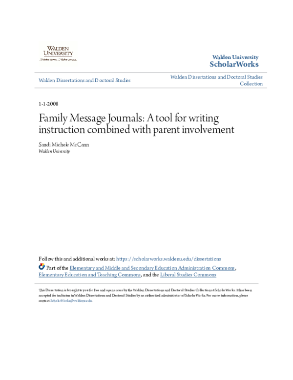 (PDF) Family Message Journals: A tool for writing instruction combined ...