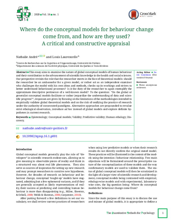 (PDF) Where do the conceptual models for behaviour change come from ...