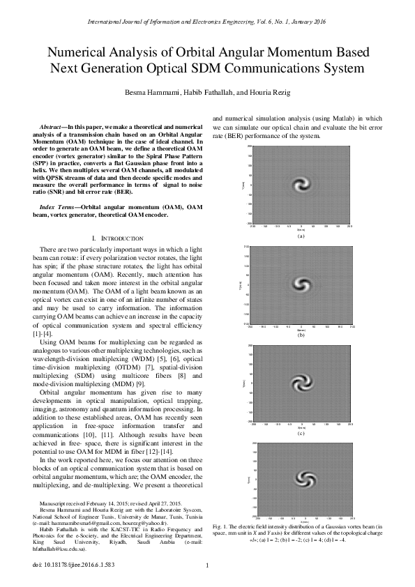 Pdf Numerical Analysis Of Orbital Angular Momentum Based Next