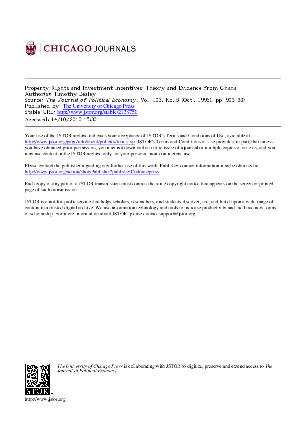 (PDF) Property Rights and Investment Incentives: Theory and Evidence ...