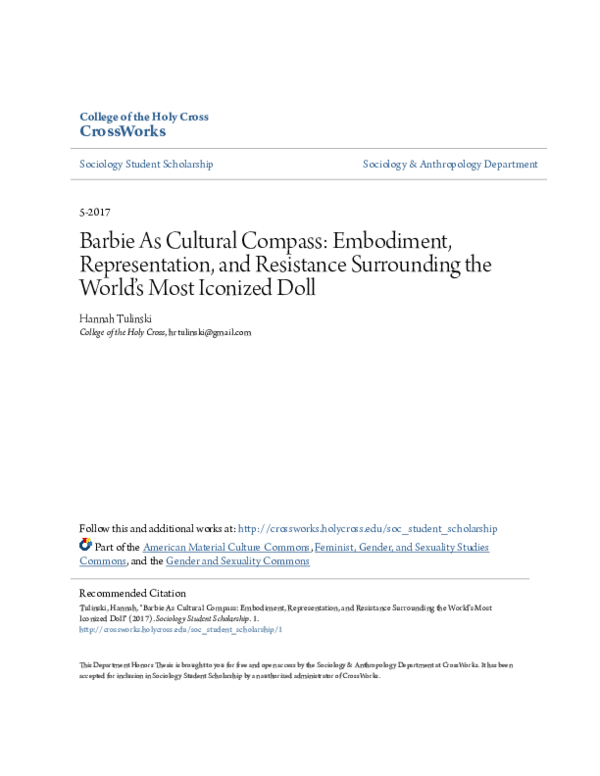 (PDF) Barbie As Cultural Compass: Embodiment, Representation, and ...
