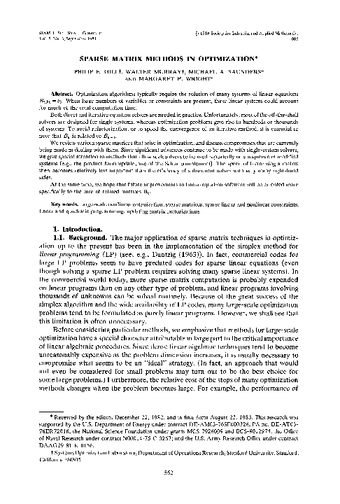 (PDF) Sparse matrix methods in optimization