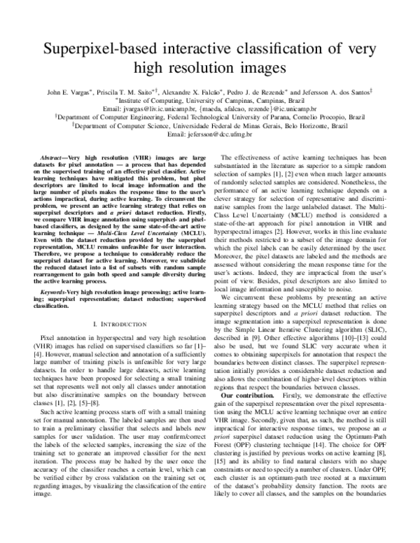 (PDF) Superpixel-Based Interactive Classification of Very High Resolution Images