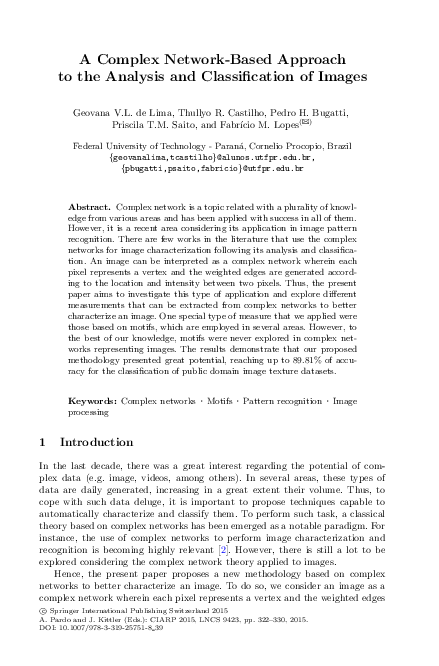 (PDF) A Complex Network-Based Approach to the Analysis and Classification of Images