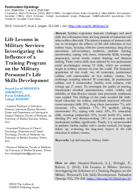 (PDF) Life Lessons in Military Services: Investigating the Influence of ...