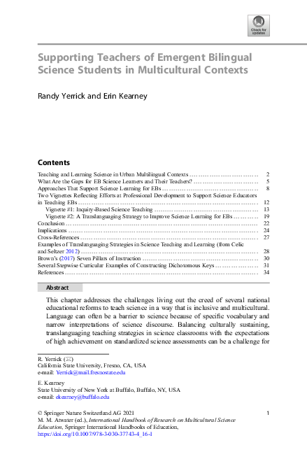 (PDF) Supporting Teachers of Emergent Bilingual Science Students in ...