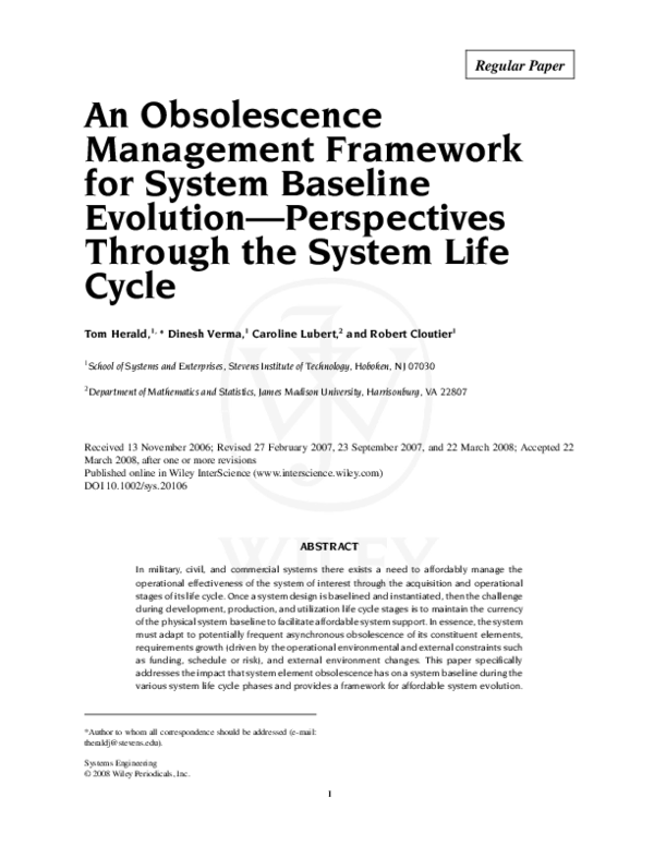 (PDF) An obsolescence management framework for system baseline ...