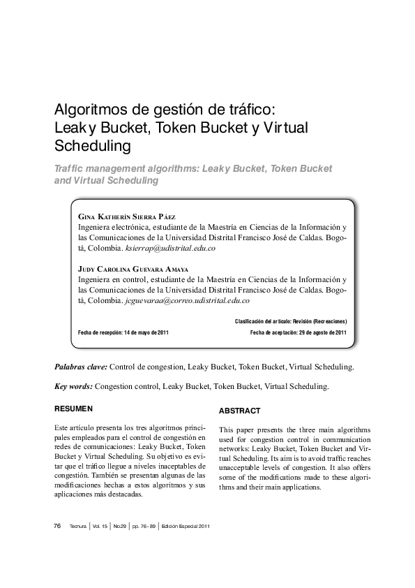 (PDF) Traffic management algorithms: Leaky Bucket, Token Bucket and ...