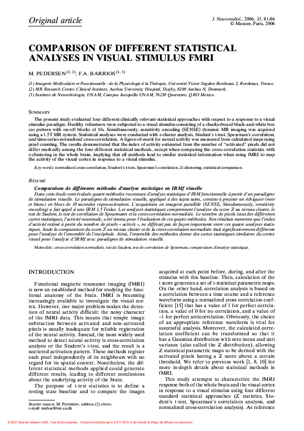 (PDF) Comparison of different statistical analyses in visual stimulus fMRI