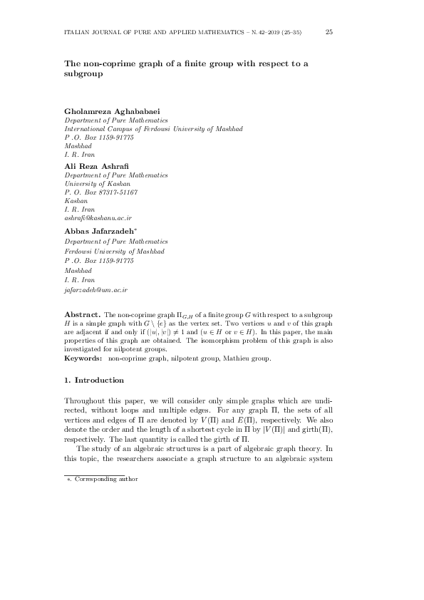 (PDF) The non-coprime graph of a finite group with respect to a subgroup