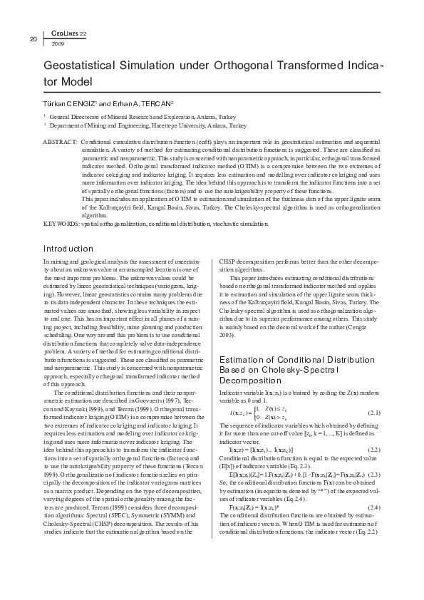 (PDF) Geostatistical Simulation under Orthogonal Transformed Indicator Model