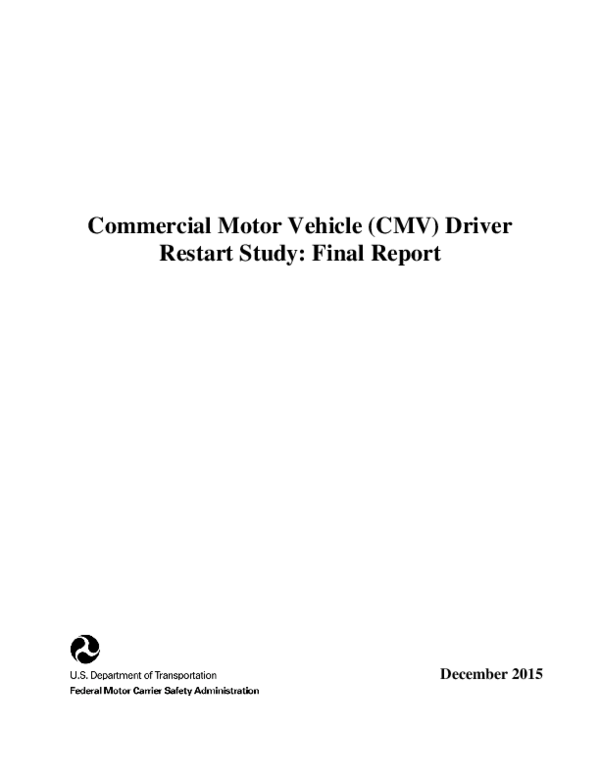 (PDF) Commercial Motor Vehicle (CMV) Driver Restart Study: Final Report