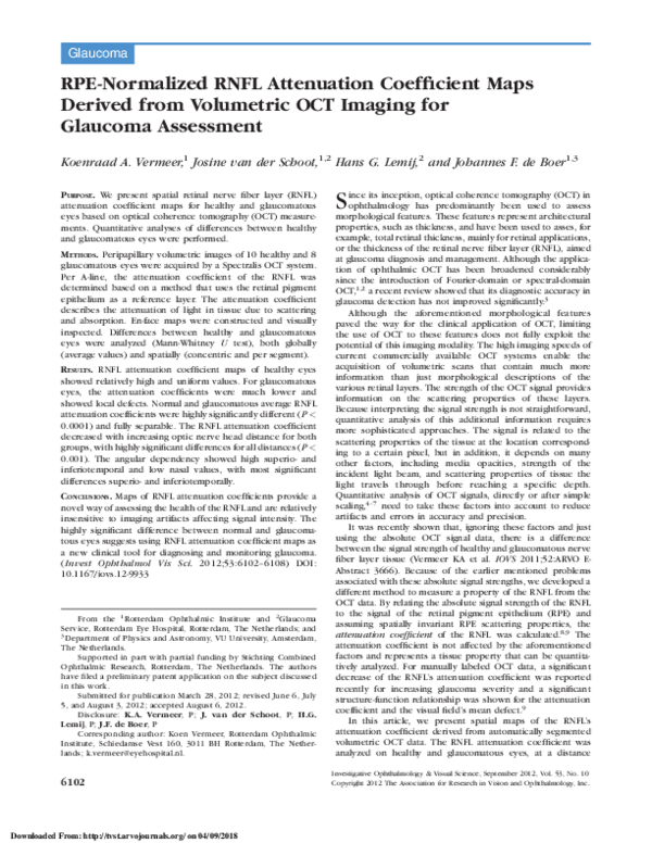 (PDF) RNFL Attenuation Maps for Glaucoma Assessment