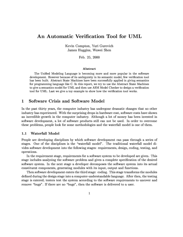 Pdf An Automatic Verification Tool For Uml