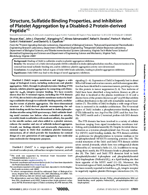 (PDF) Structure, Sulfatide Binding Properties, and Inhibition of ...