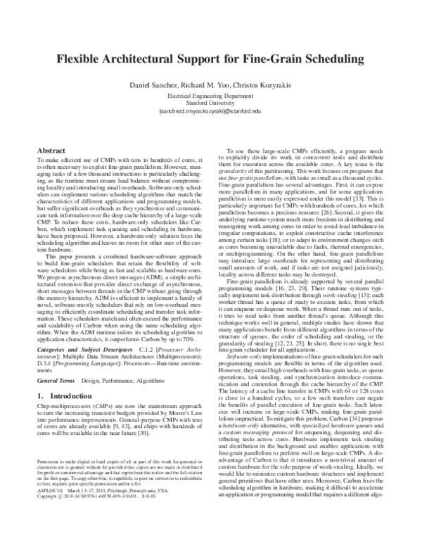 (PDF) Flexible Architectural Support for Fine-Grain Scheduling