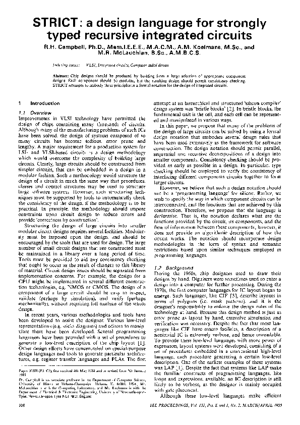 (PDF) STRICT: a design language for strongly typed recursive integrated ...